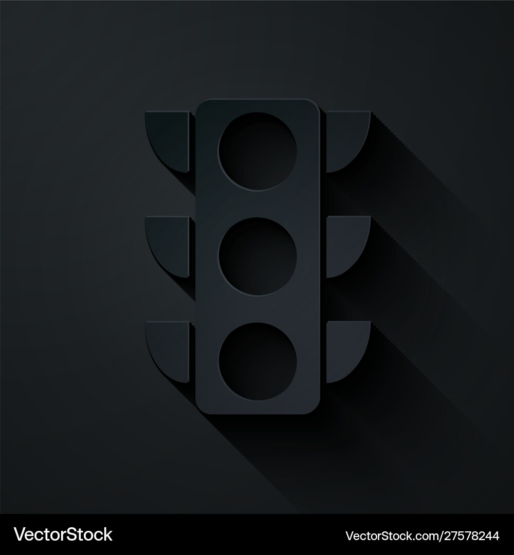 Paper cut traffic light icon isolated on black Vector Image