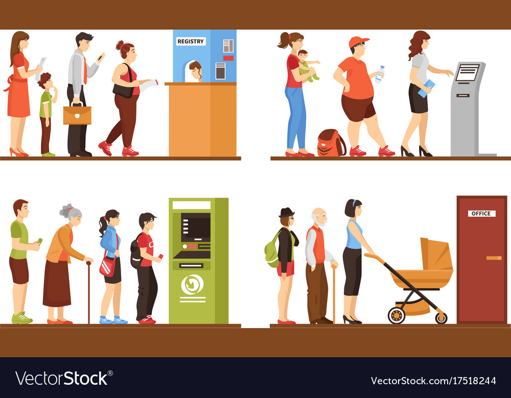 Queue people set Royalty Free Vector Image - VectorStock