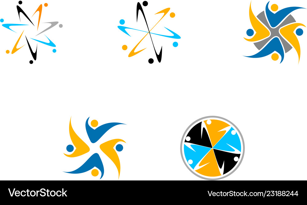 Set of team work logo design template Royalty Free Vector