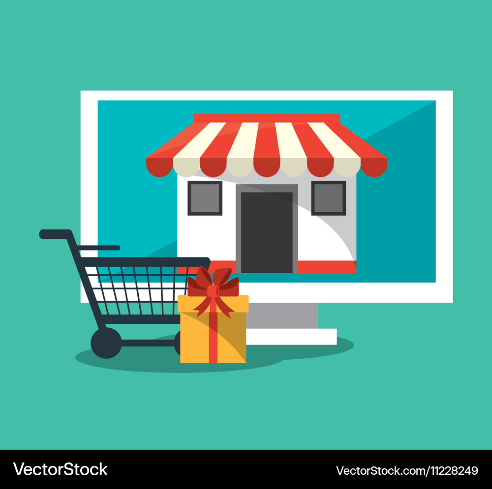 Computer and shopping online design Royalty Free Vector