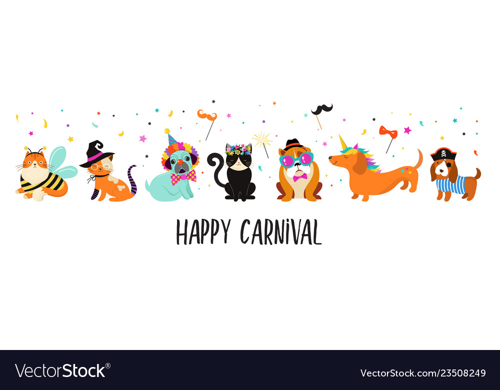 Funny animals pets cute dogs and cats Royalty Free Vector