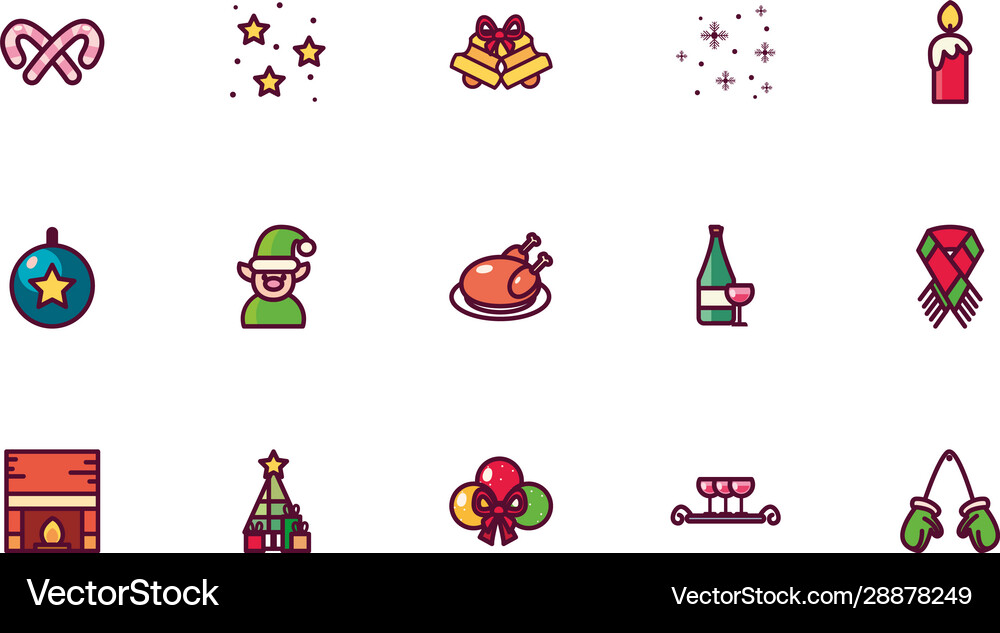 Merry christmas icon set design Royalty Free Vector Image