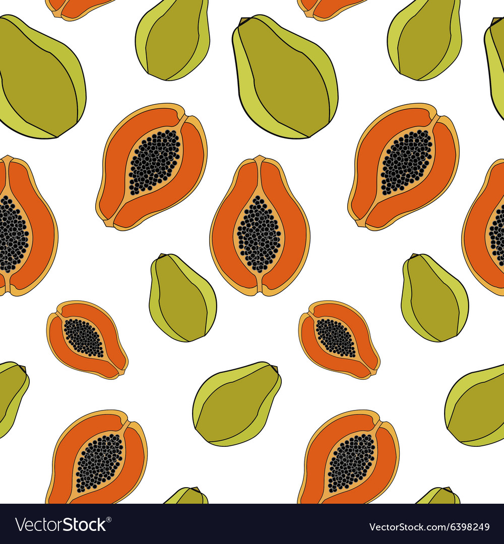 Papaya seamless pattern Royalty Free Vector Image