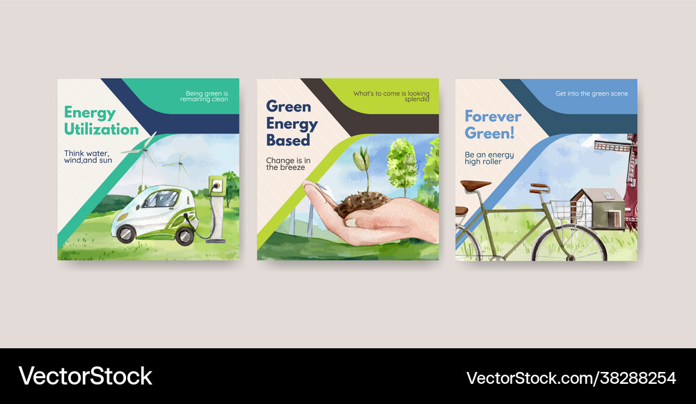 Banner template with green energy Royalty Free Vector Image
