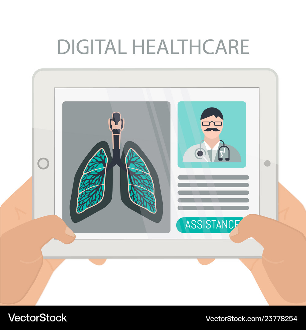 Digital health concepts user using a tablet to Vector Image