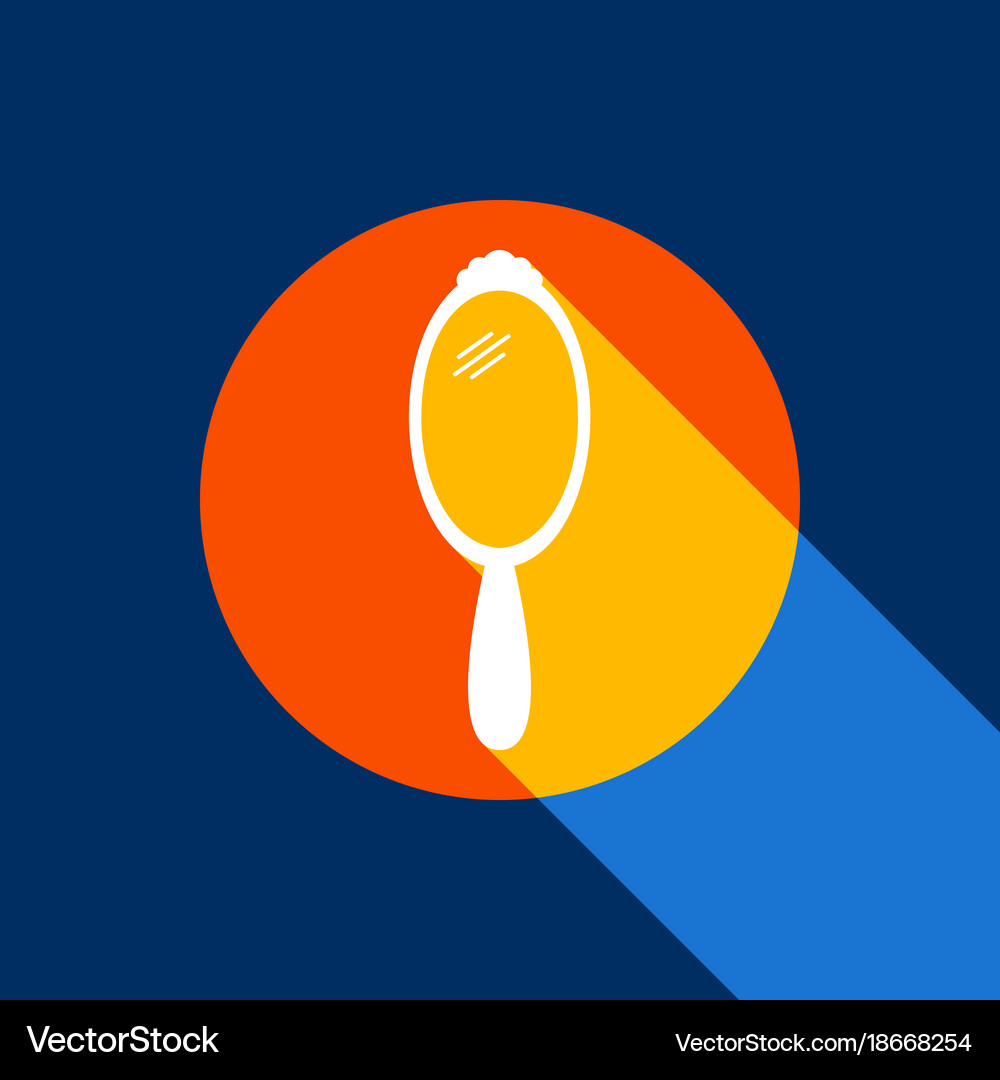 Hand mirror sign white icon on tangelo Royalty Free Vector