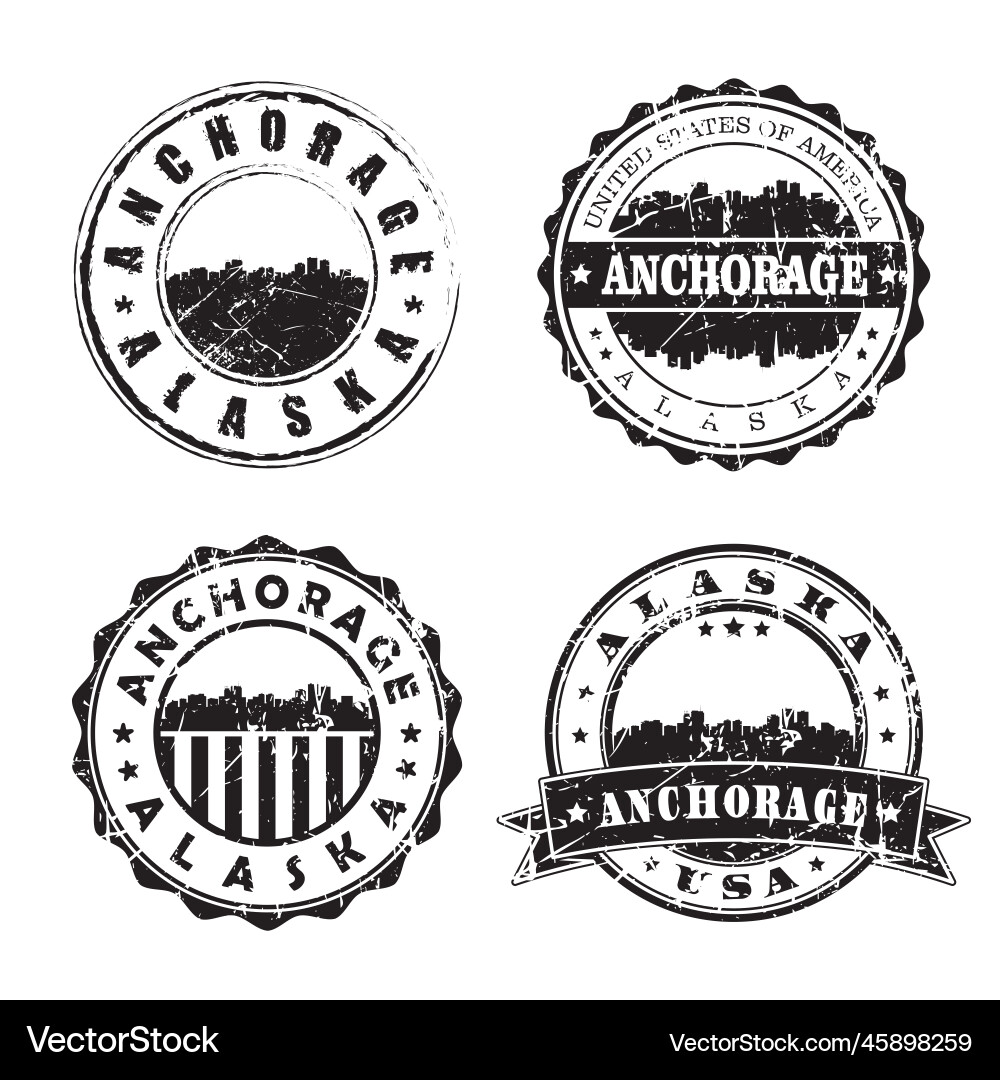 Anchorage alaska stamp skyline postmark Royalty Free Vector