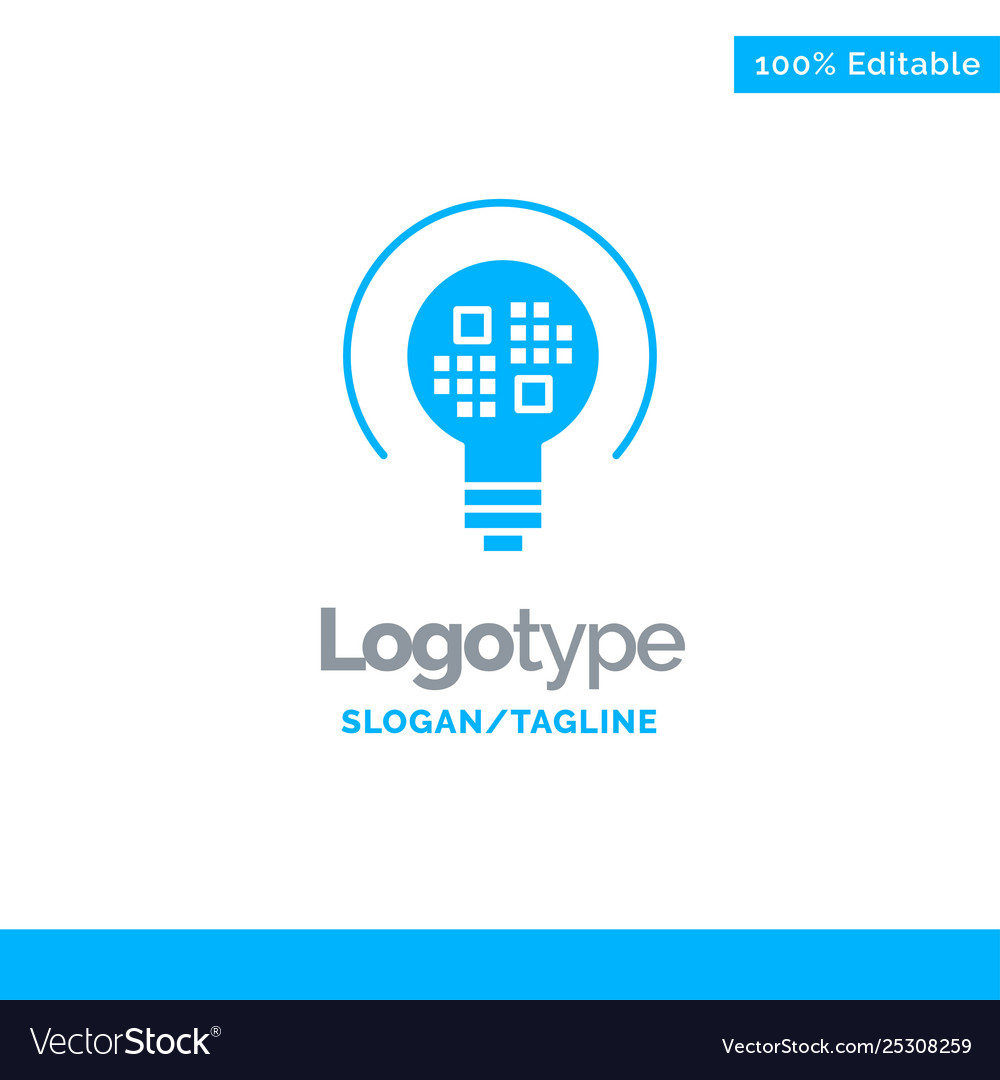Data insight light bulb blue solid logo template Vector Image