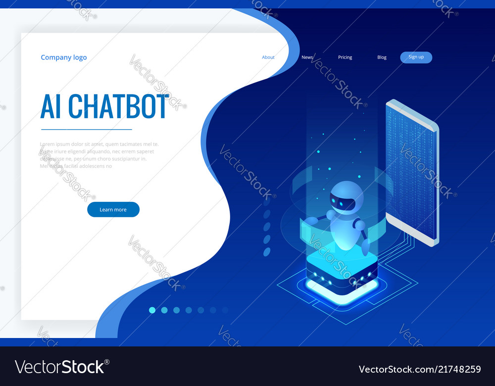 Isometric artificial intelligence chatbot and Vector Image Isometric artificial intelligence chatbot and Vector Image