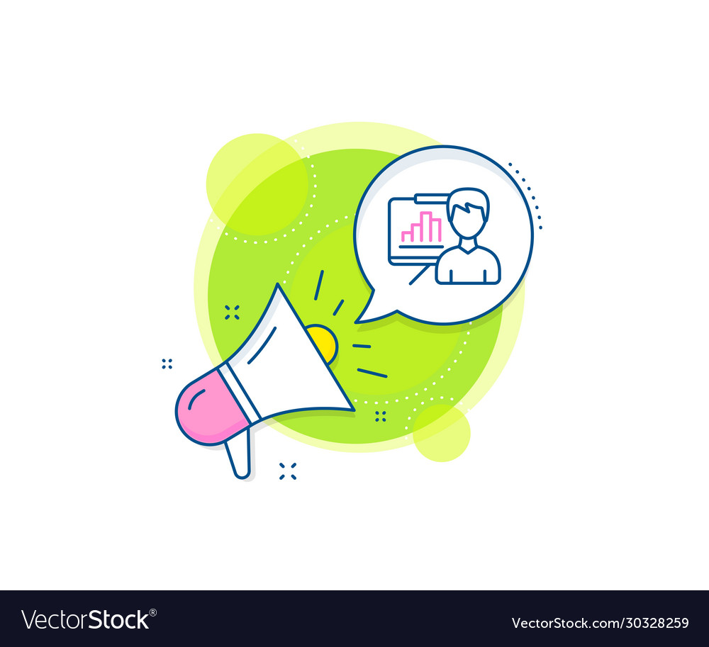 Presentation board line icon column graph sign Vector Image
