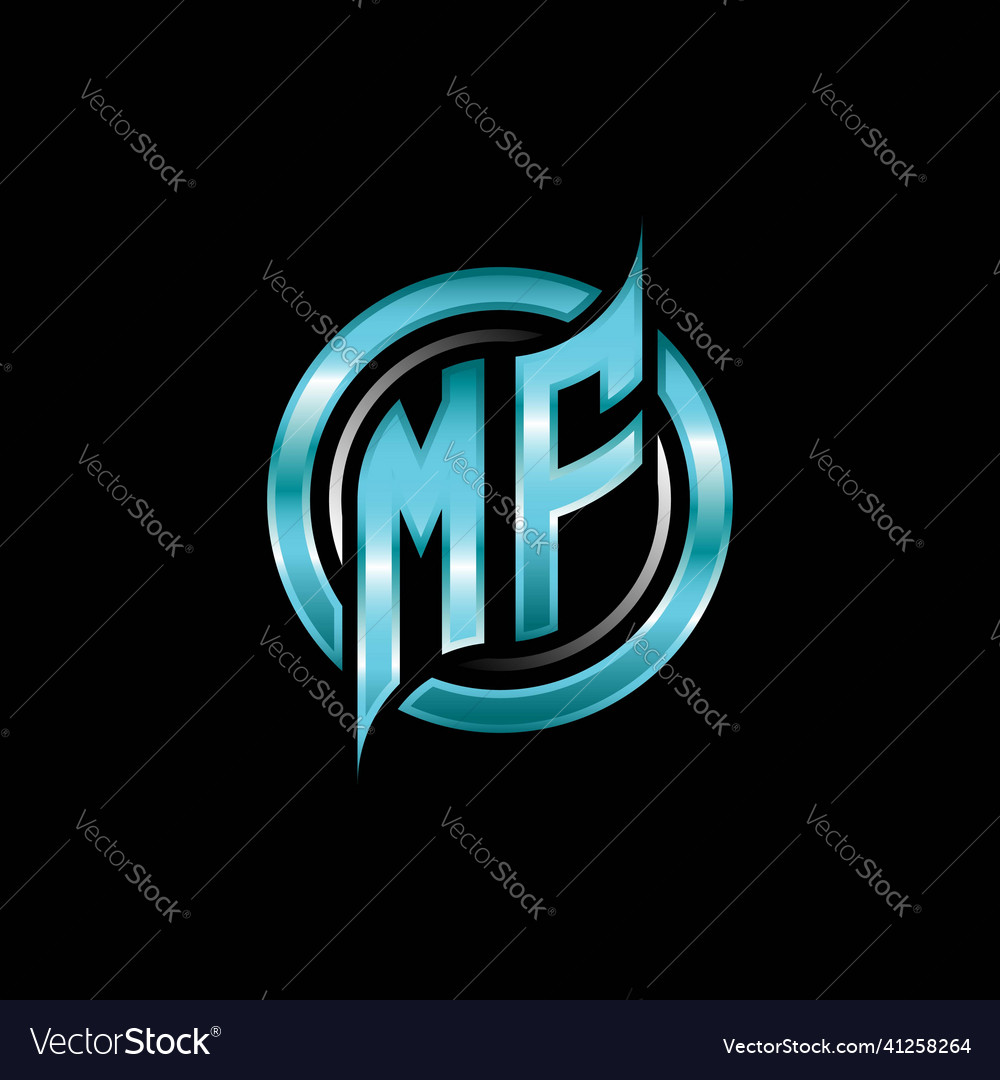 Mf initial monogram logo circle rounded Royalty Free Vector
