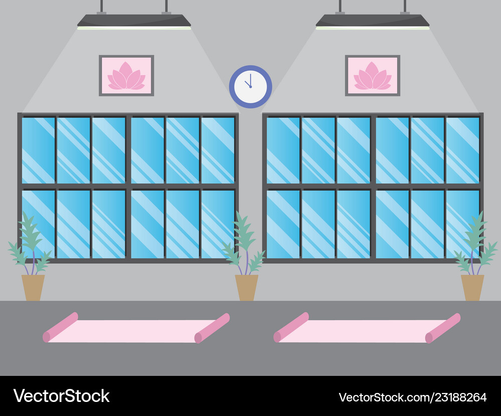 Yoga room interior Royalty Free Vector Image - VectorStock