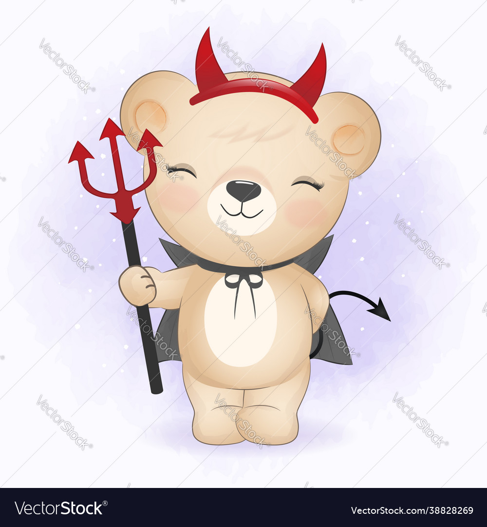 Cute bear wearing halloween costume Royalty Free Vector