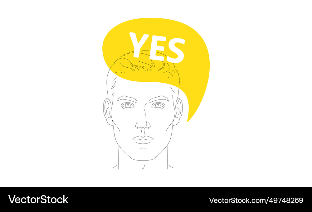 Face male man says yes speech bubbles Royalty Free Vector