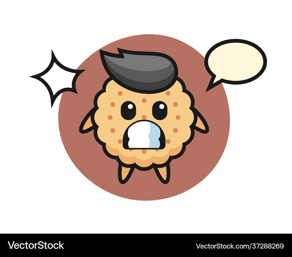 Round biscuits character cartoon with shocked Vector Image