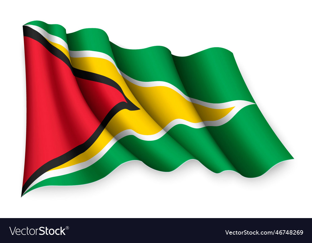 Waving flag of guyana Royalty Free Vector Image