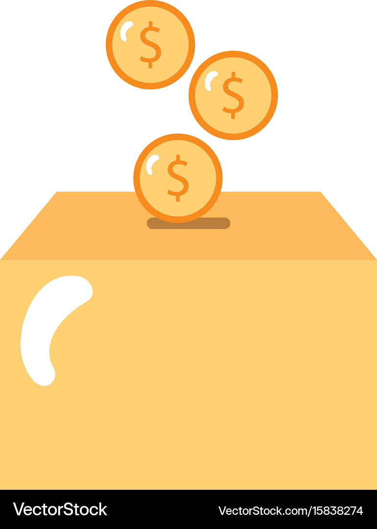 Box carton packing with money Royalty Free Vector Image