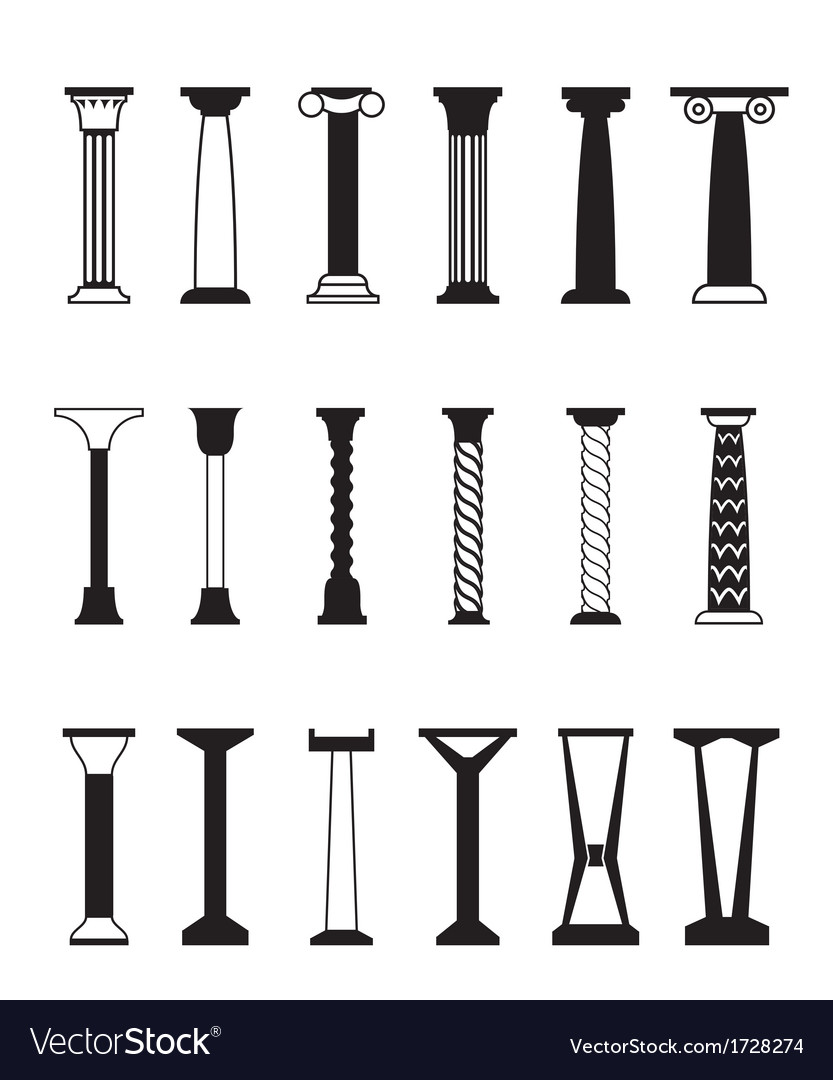 Different types columns Royalty Free Vector Image