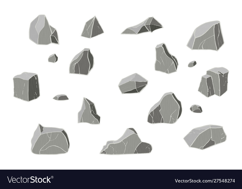Gray stone set Royalty Free Vector Image - VectorStock