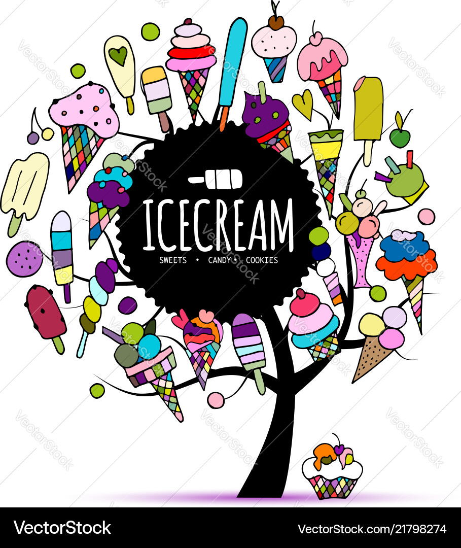 Icecream tree sketch for your design Royalty Free Vector
