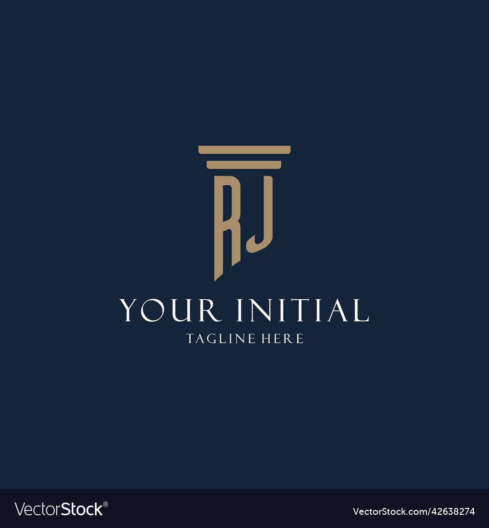 Rj initial monogram logo for law office lawyer Vector Image