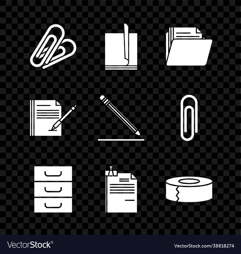 Set paper clip file document document folder Vector Image