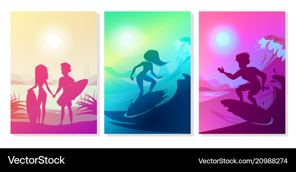 Summer surfing at ocean Royalty Free Vector Image