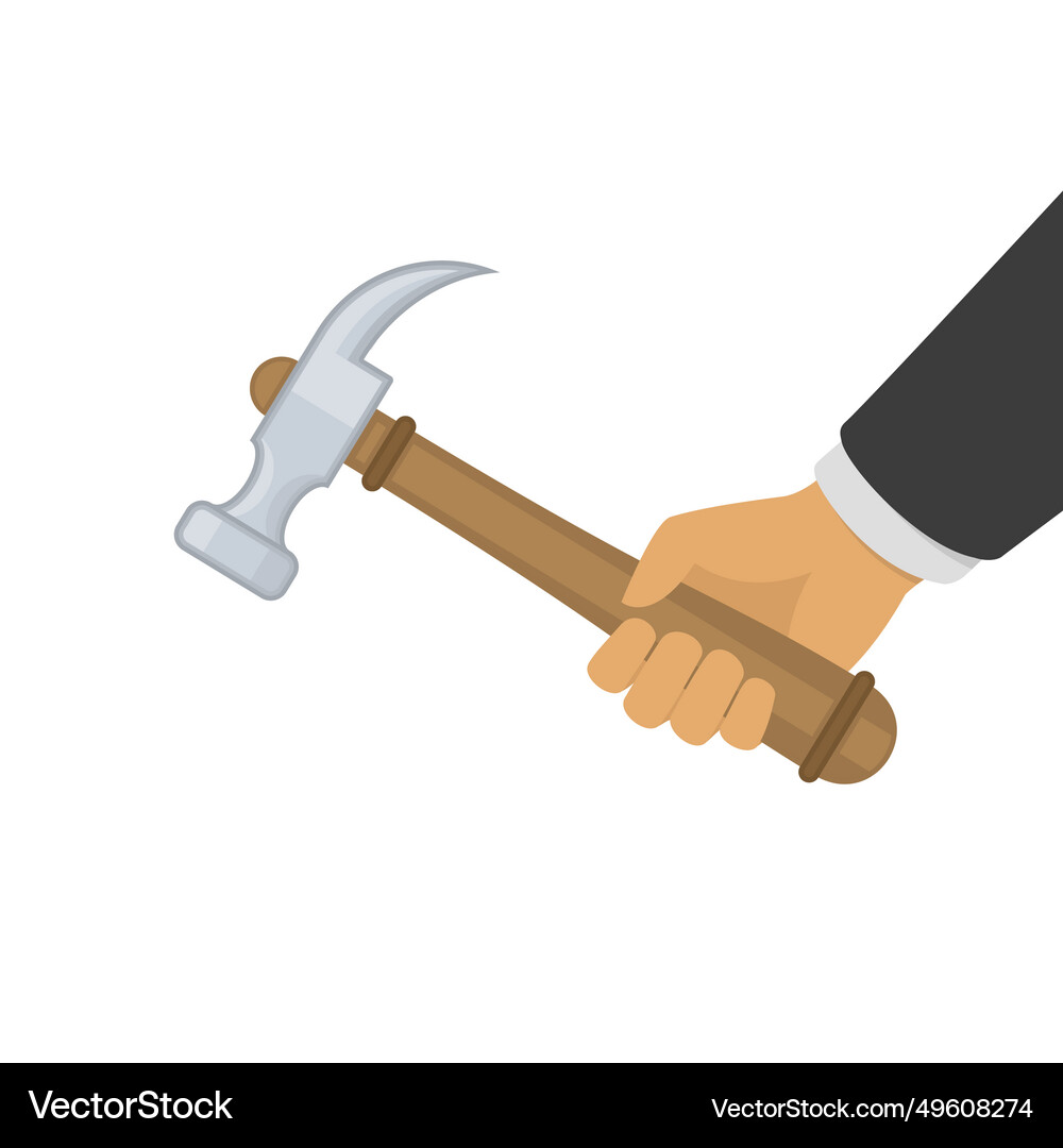 Wood hammer in hand Royalty Free Vector Image - VectorStock