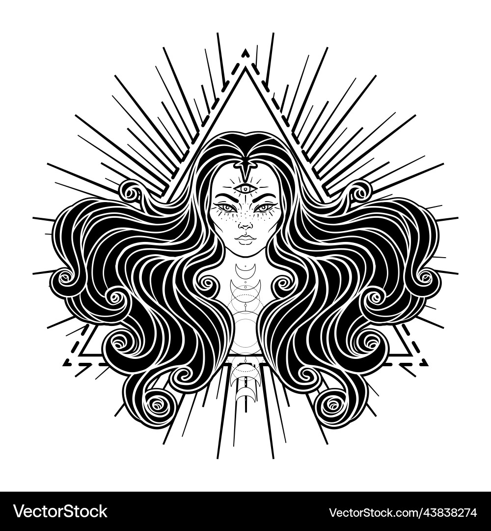 Young beautiful witch mystic character alchemy Vector Image
