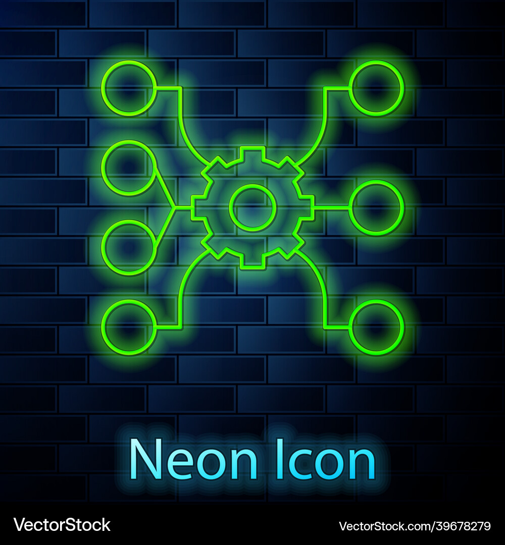 Glowing neon line neural network icon isolated Vector Image