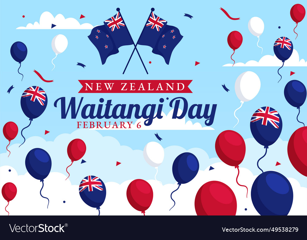 Happy waitangi day on february 6 with new zealand Vector Image