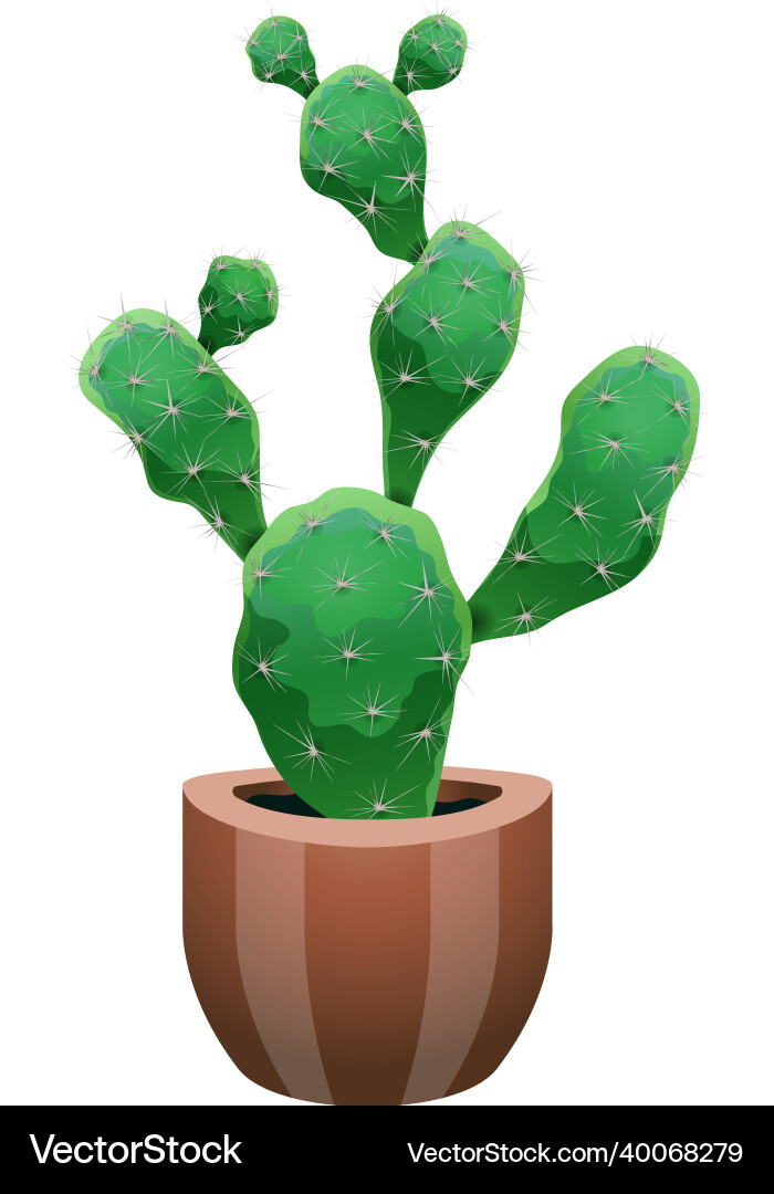 Nopal cactus pot composition Royalty Free Vector Image