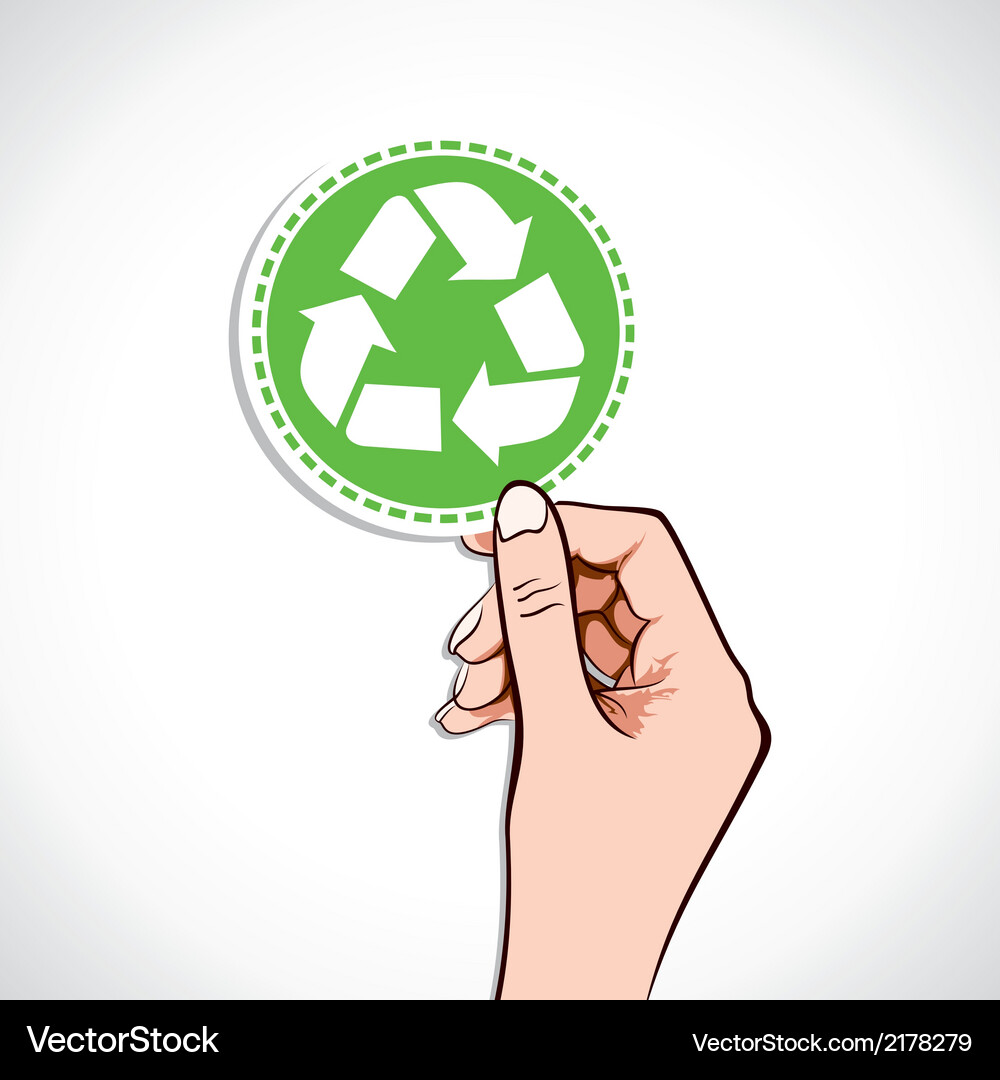 Recycle icon in hand Royalty Free Vector Image
