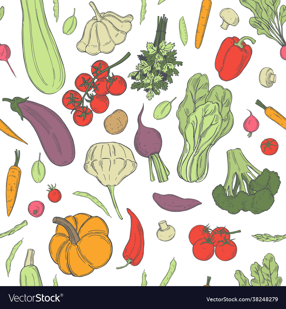 Vegetables pattern Royalty Free Vector Image - VectorStock