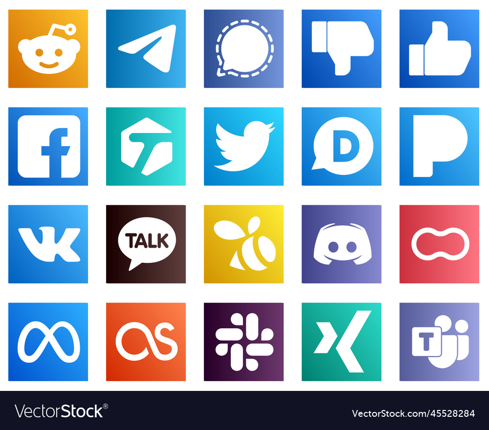 20 modern social media icons such as disqus Vector Image
