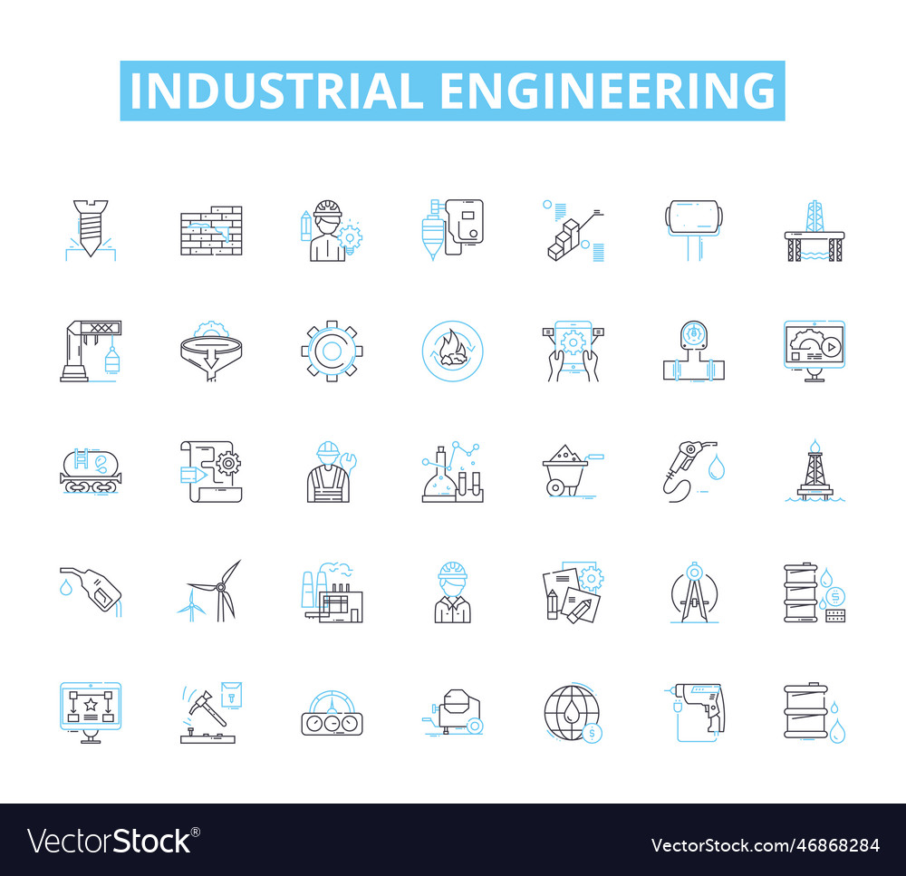 Industrial engineering linear icons set Royalty Free Vector Industrial engineering linear icons set Royalty Free Vector