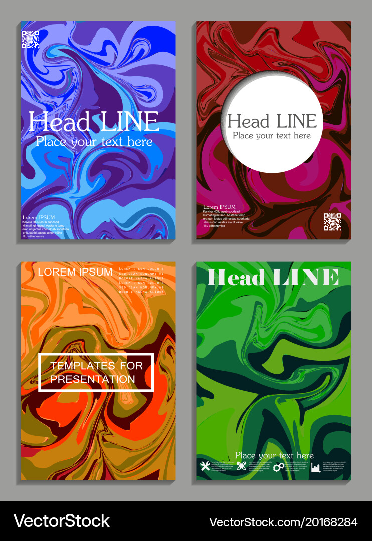 Liquid colors covers set bright mixture Royalty Free Vector