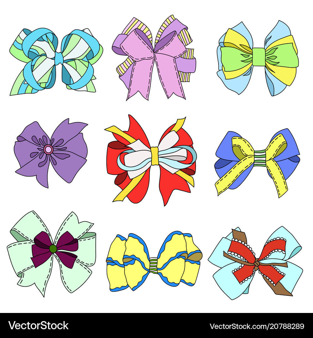Bow ribbon set Royalty Free Vector Image - VectorStock