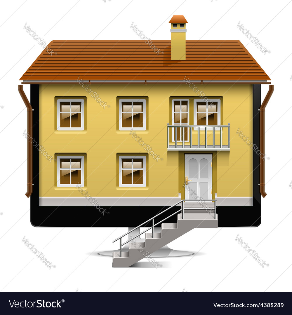 Computer house concept Royalty Free Vector Image