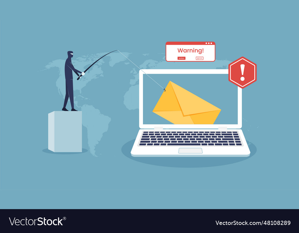 Hacker Breaks Email On Laptop Screen Concept Vector Image