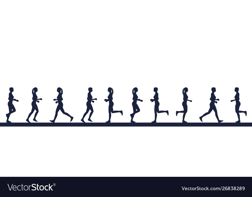 Running ladies silhouette Royalty Free Vector Image