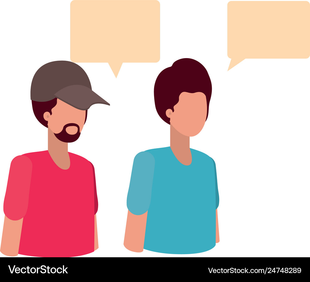 Young men with dialog bubble avatar character Vector Image