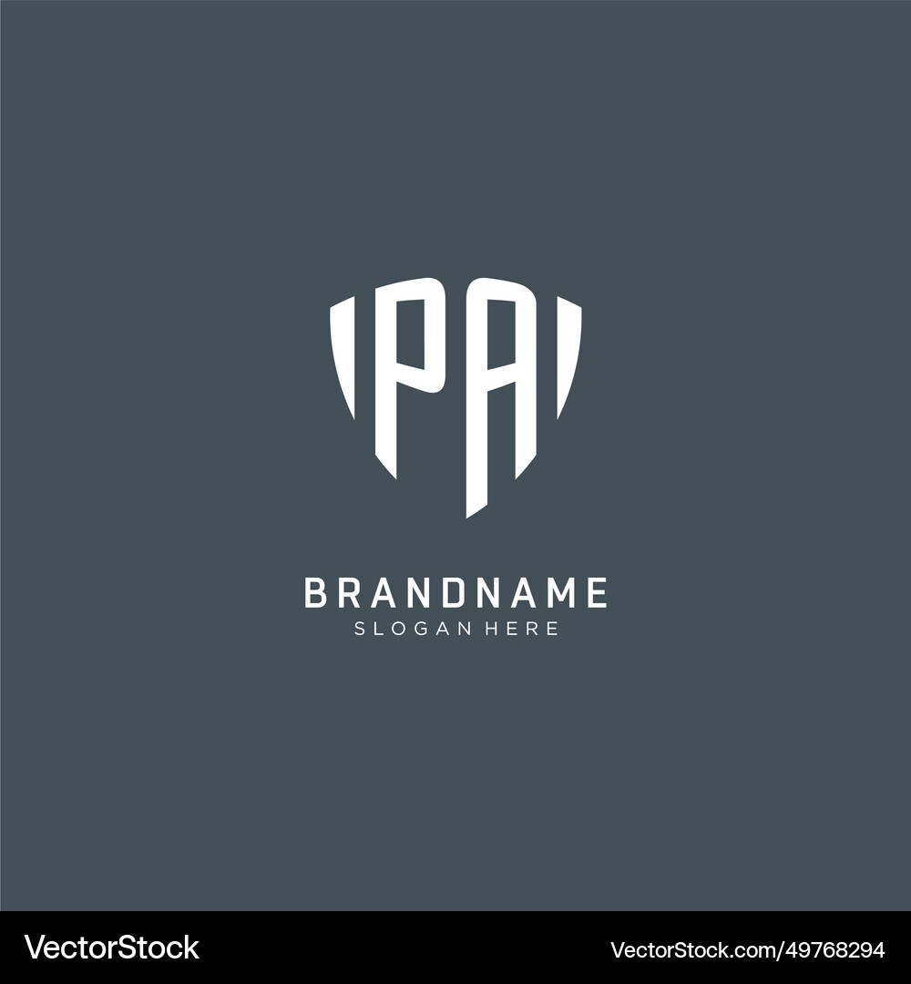 Initials pa logo shield guard shape creative logo Vector Image