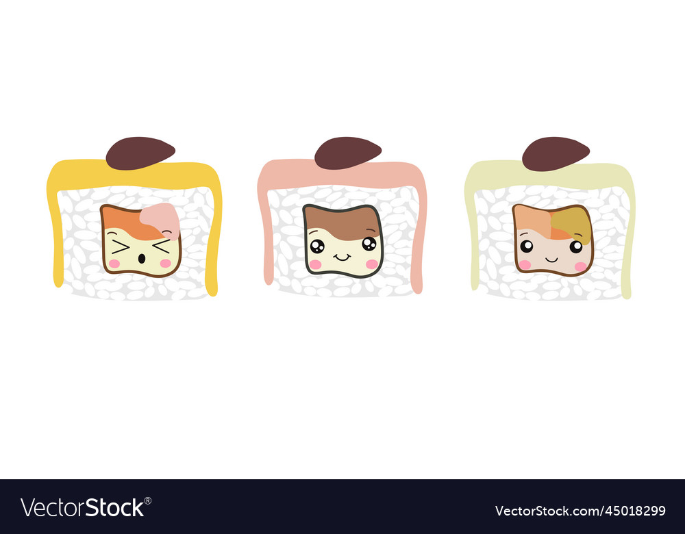 A set of icons of delicious colored sushi Vector Image