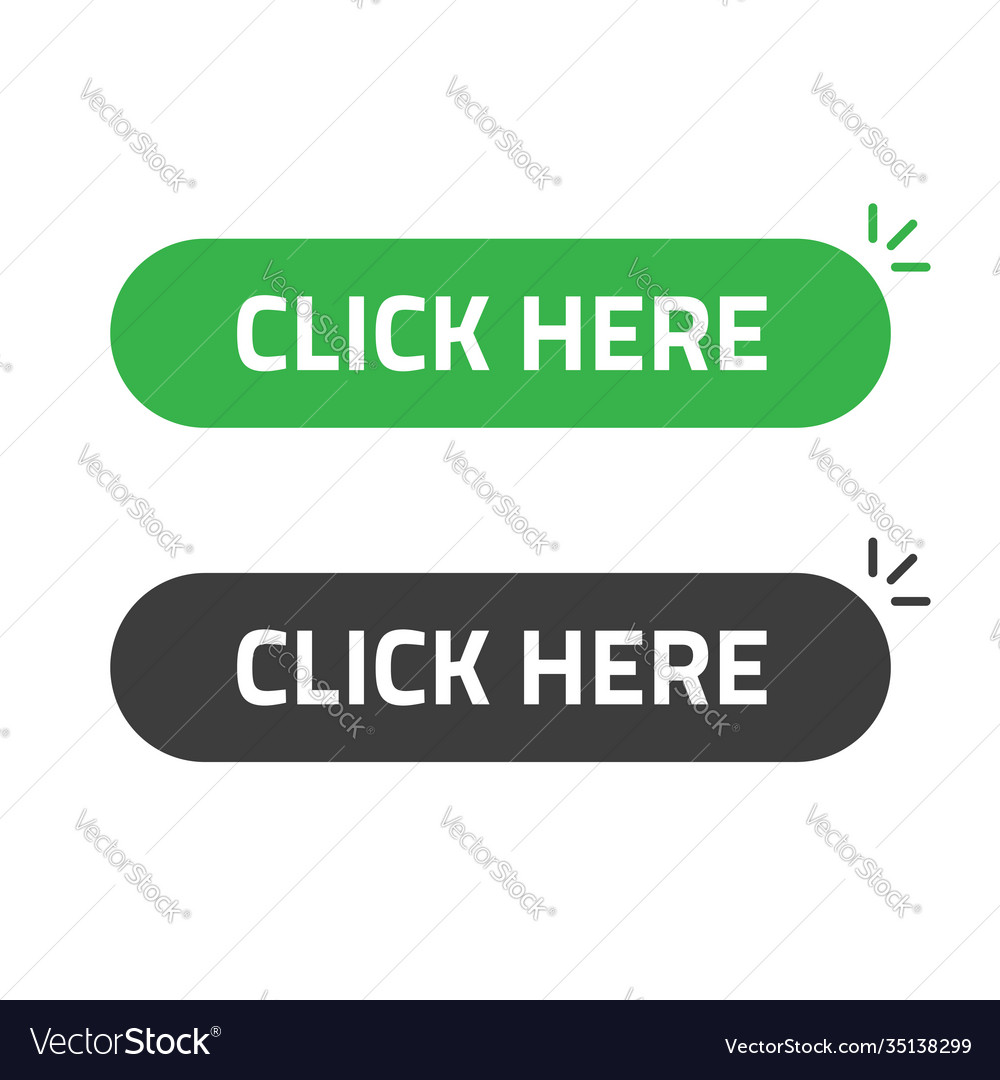 Click here button flat cartoon rounded Royalty Free Vector