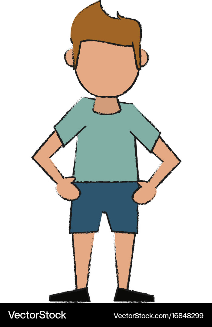 Colorful standing man doodle over white background