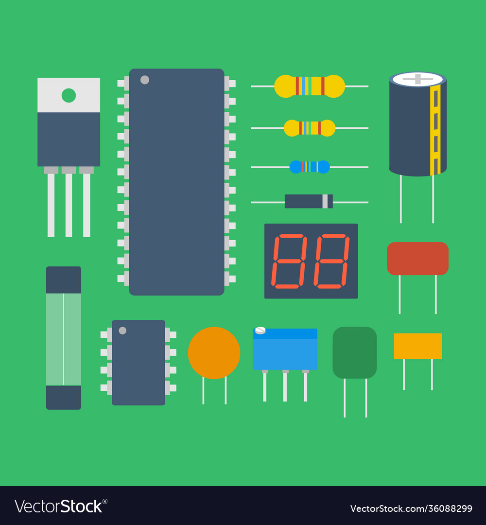 Commonly simple electronics component sets Vector Image