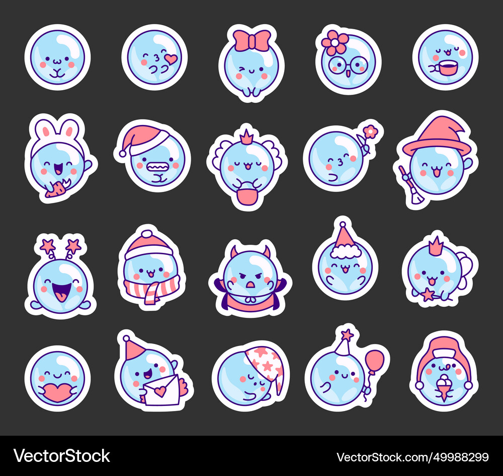 Cute kawaii soap bubble character sticker Vector Image