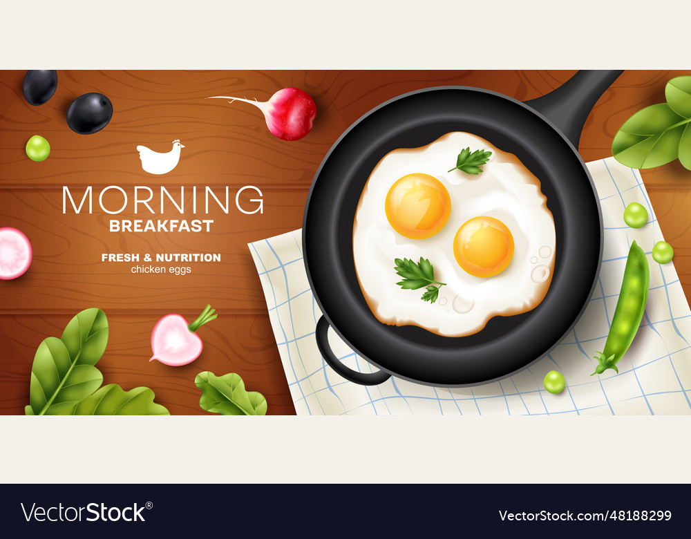 Fried Eggs Breakfast Poster Royalty Free Vector Image