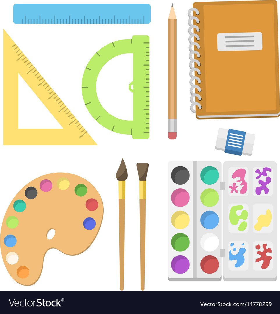 School supplies children stationary educational Vector Image